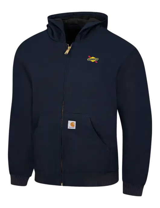 Carhartt Navy Quilted-Flannel-Lined Duck Active Jacket w/Sunoco Logo