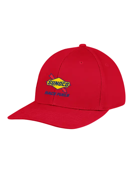 Premium Modern Structured Twill Red Snapback Cap w/Sunoco Race Fuels Logo