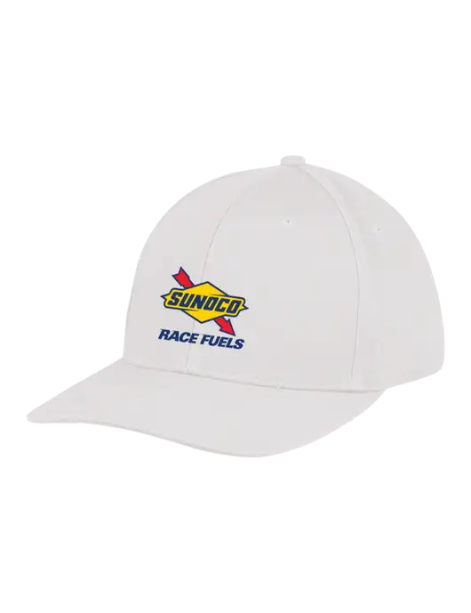 Premium Modern Structured Twill White Snapback Cap w/Sunoco Race Fuels Logo